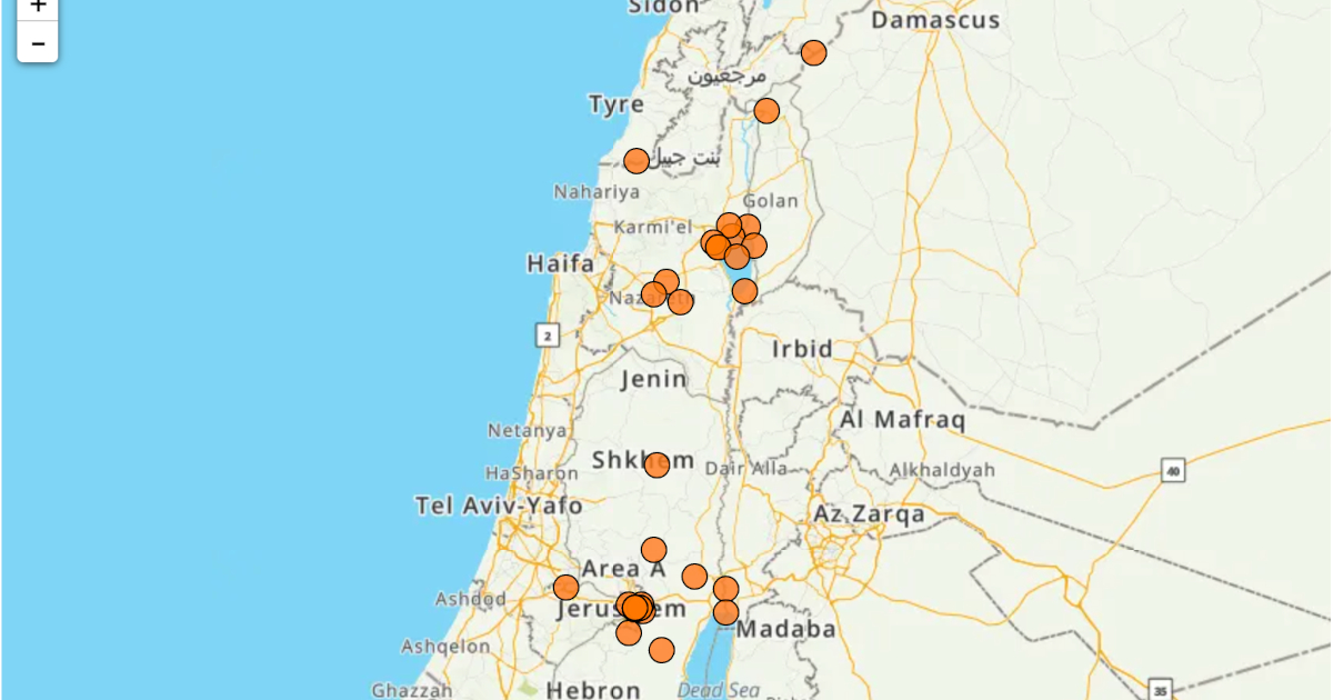 Interactive Bible map of Israel and places associated with Jesus