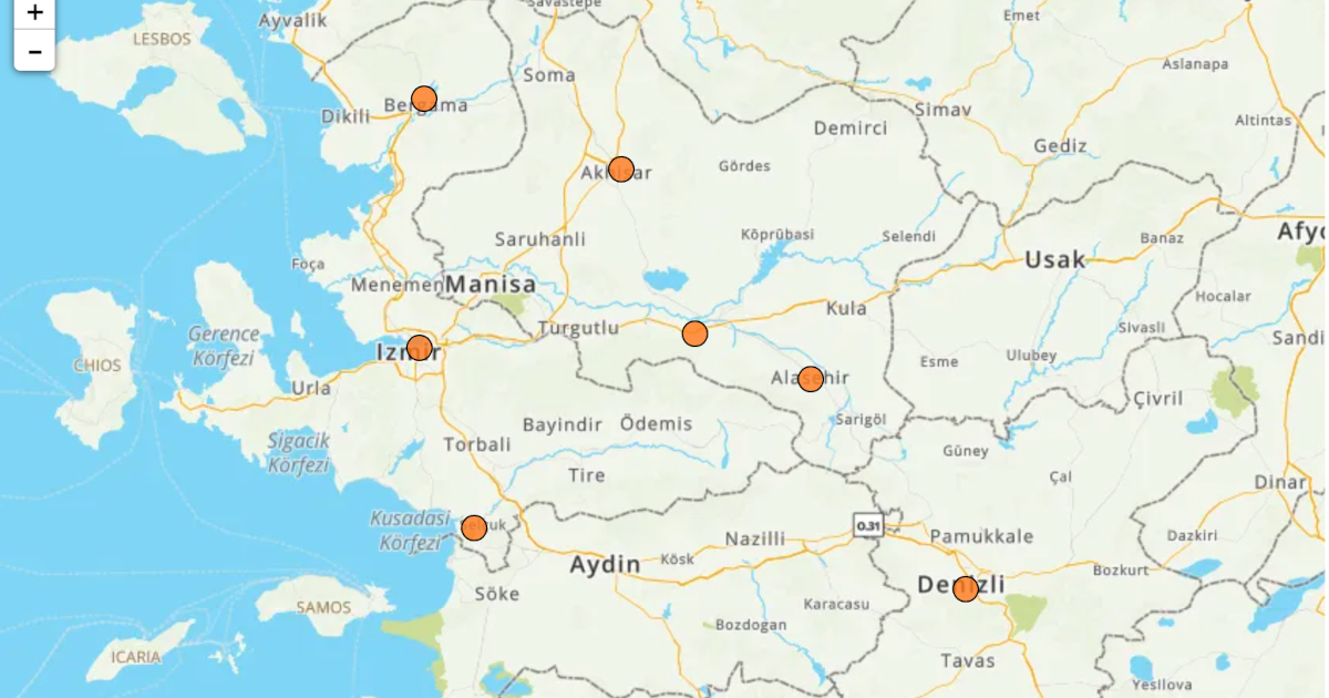 Interactive map of the seven churches in Revelation